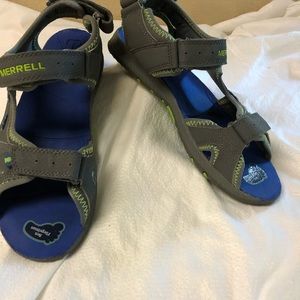 Merrell | Shoes | Merrell Panther Gray With Green Leather Sandals ...